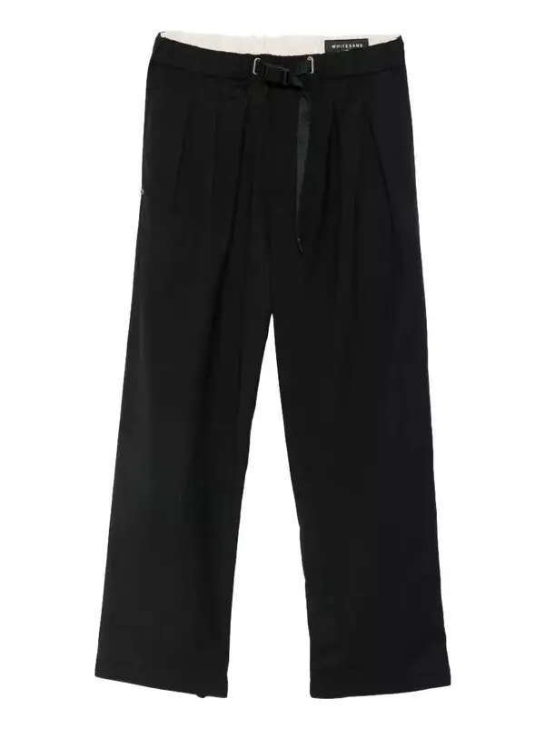 WHITE SAND Belted Pleated Trousers - Black