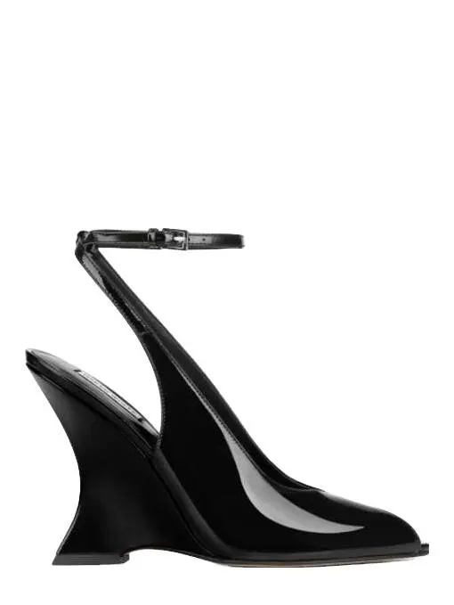 NAKED WOLFE Ronnie Peep Toe Wedge Heels - Black