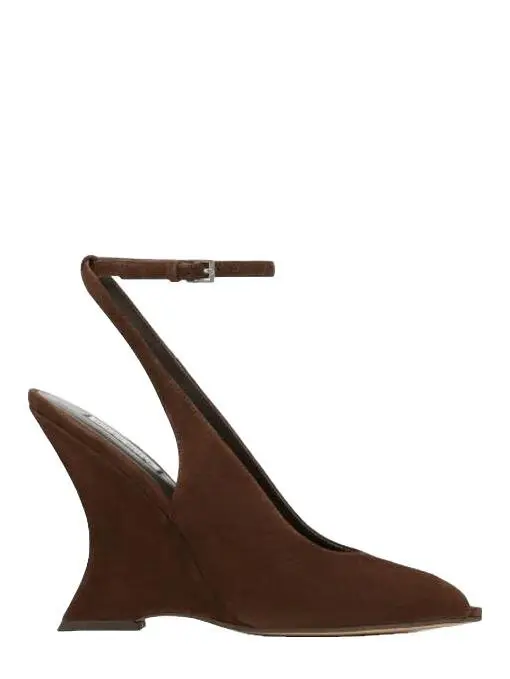 NAKED WOLFE Ronnie Peep Toe Wedge Heels - Brown
