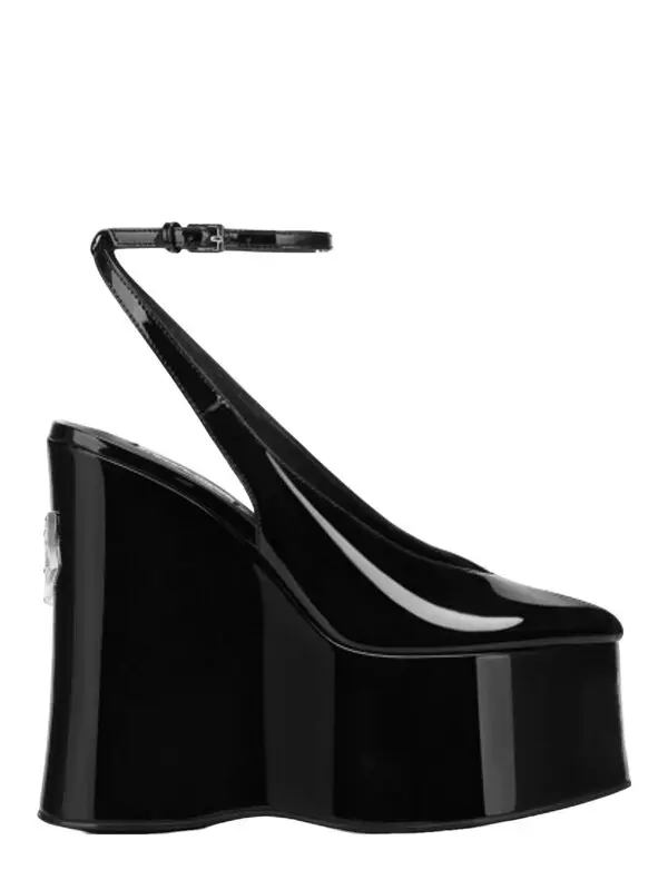 NAKED WOLFE Tansy Wedge - Black Patent Leather