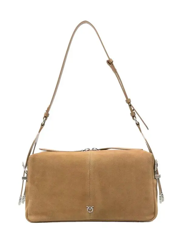 Pinko Medium Keeper Suede Shoulder Bag - Neutrals