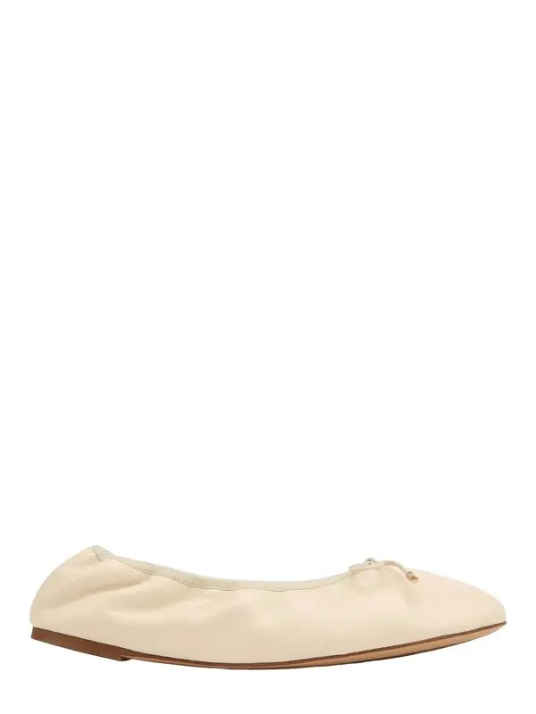 NAKED WOLFE Scrunch Leather Ballet Flats - Cream