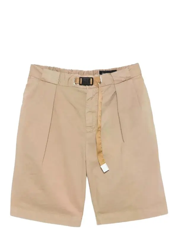 WHITE SAND Belted Pleated Shorts - Brown