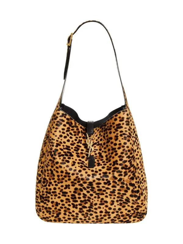 Saint Laurent Large Le 5 À 7 Genuine Calf Hair Shoulder Bag - Beige/noir