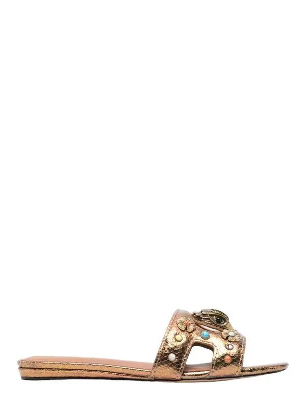 Kurt Geiger Eagle-head Floral-appliqué Sandals - Brown
