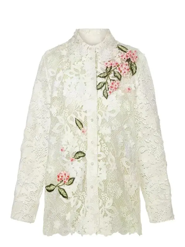 Oscar De La Renta Floral-detail Blouse - White