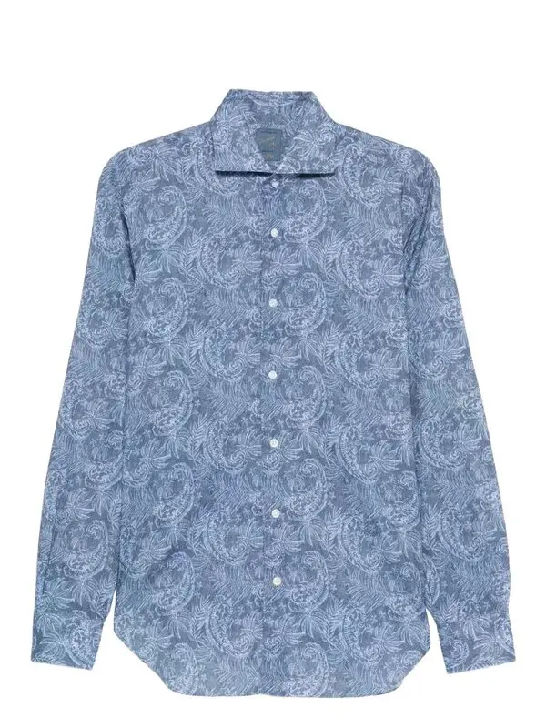 BARBA NAPOLI Paisley-print Long-sleeve Shirt - Blue