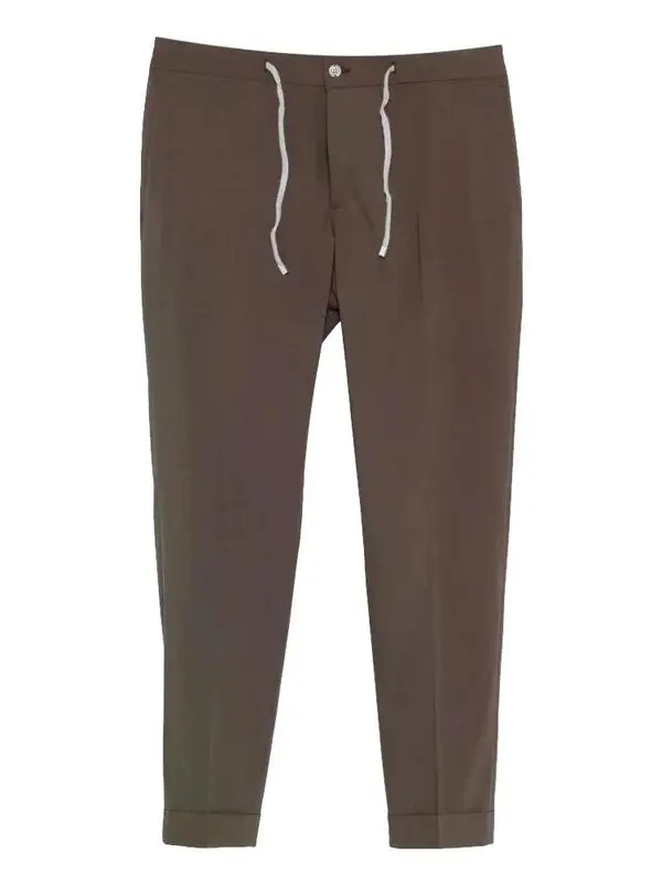 BARBA NAPOLI Drawstring-waist Turn-up Trousers - Brown