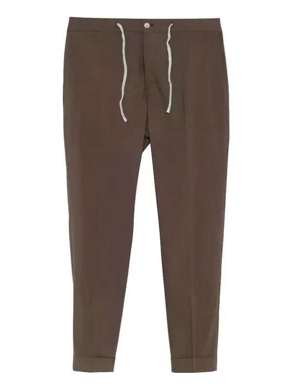BARBA NAPOLI Drawstring-waist Turn-up Trousers - Brown