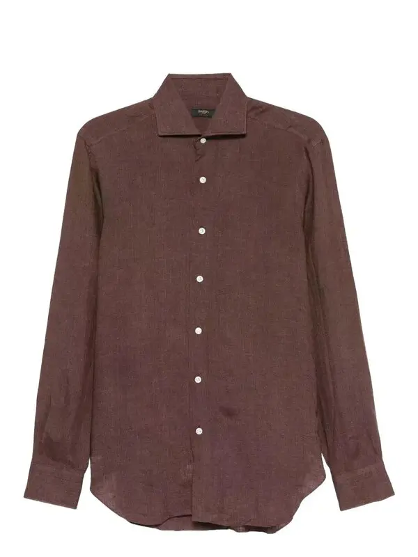 BARBA NAPOLI Slub-texture Shirt - Brown