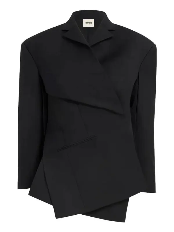 Khaite Wrap Blazer Jacket - Black