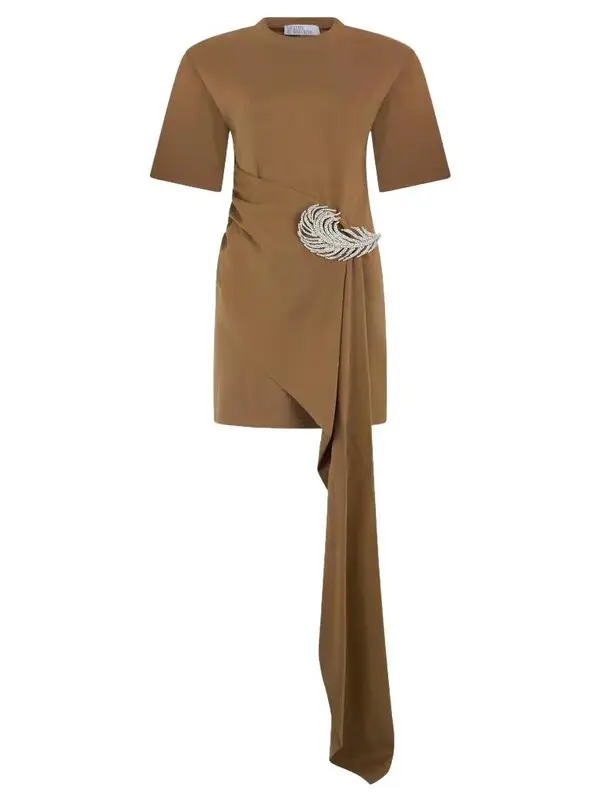 Giuseppe Di Morabito Embellished Draped Mini Dress - Brown