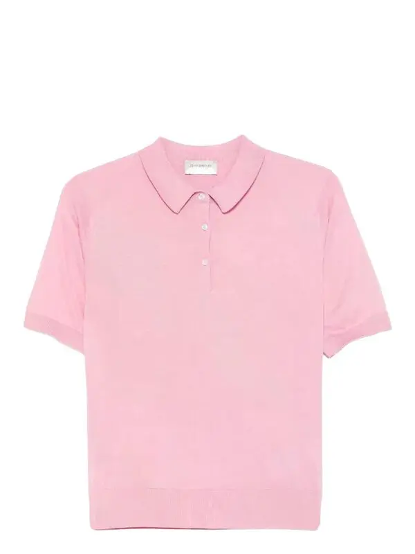 John Smedley Jill Fine-knit Polo Top - Pink