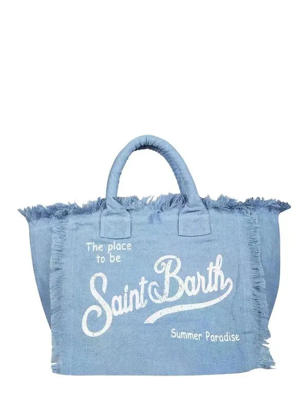 MC2 SAINT BARTH Vanity Frayed-edge Tote Bag - Blue