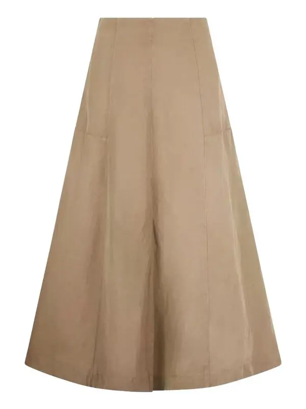 120% Lino Panelled Midi Skirt - Neutrals