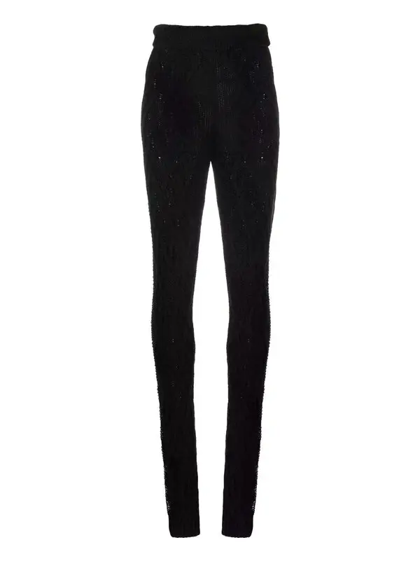 Philipp Plein Cashmere Crystal Cable-knit Trousers - Black