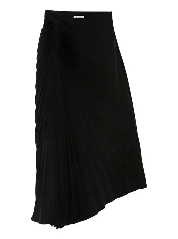 PARLOR Pleated Asymmetric Skirt - Black