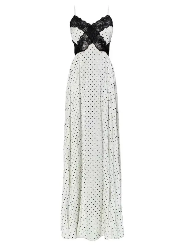 SELF-PORTRAIT Polka-dot Lace-trim Dress - White