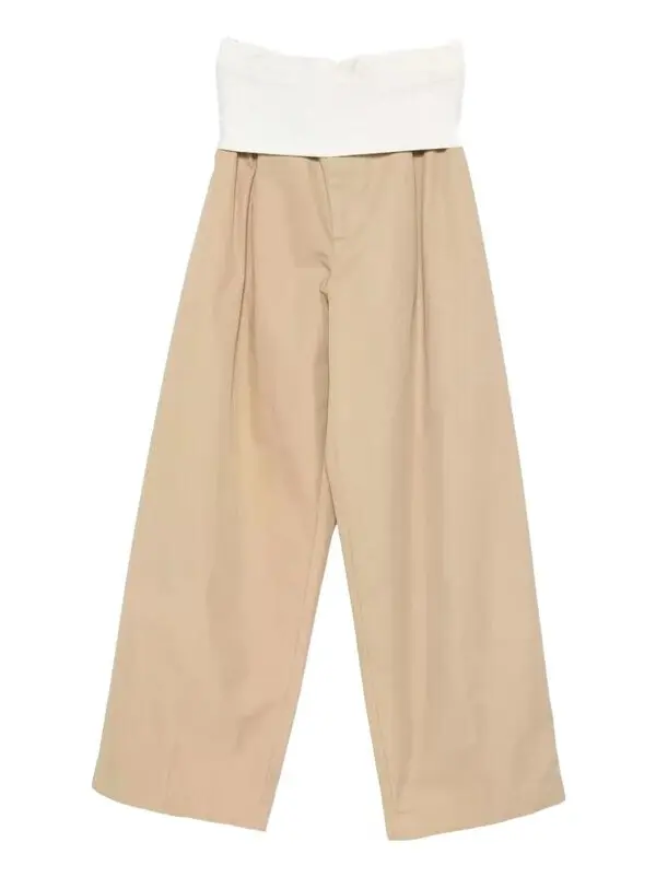 DARKPARK Wendy Fold-over Pleated Trousers - Neutrals