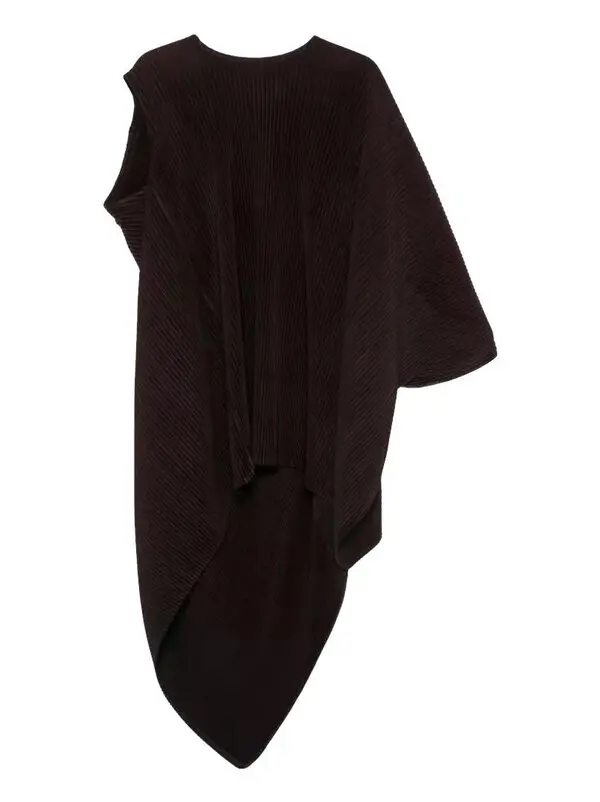 Issey Miyake Pleated Asymmetric Top - Brown