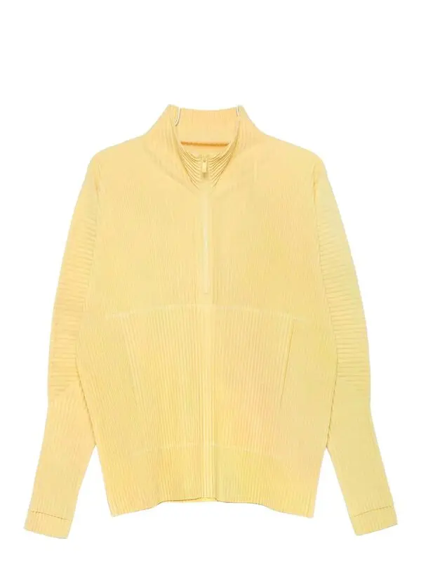 Issey Miyake Pleated Half-zip Top - Yellow