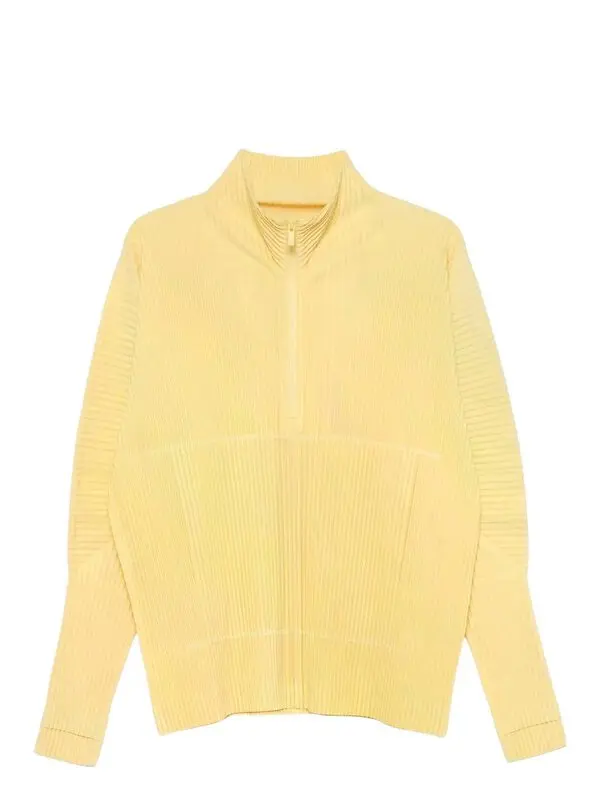 Issey Miyake Pleated Half-zip Top - Yellow
