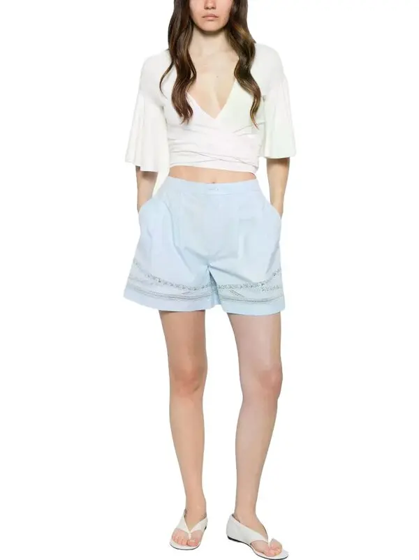 Ermanno Scervino Lace-trim Pleated Shorts - Blue