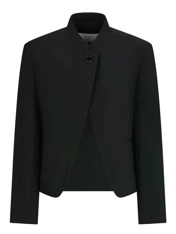 JIL SANDER Mandarin-collar Wool Jacket - Black