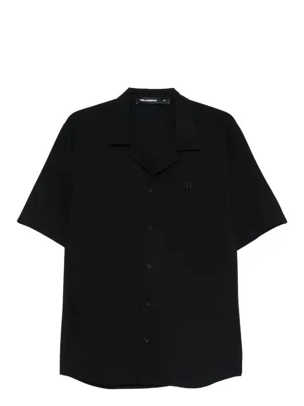 Karl Lagerfeld Logo-embroidered Camp-collar Shirt - Black