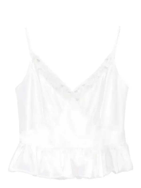 PARLOR Lace-trim Peplum Top - White