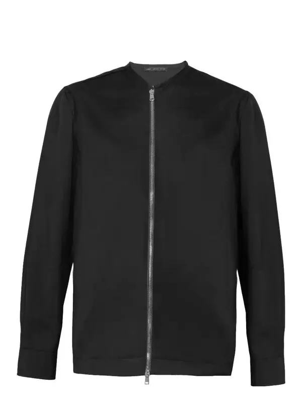 LOW BRAND Collarless Zip-up Jacket - Black