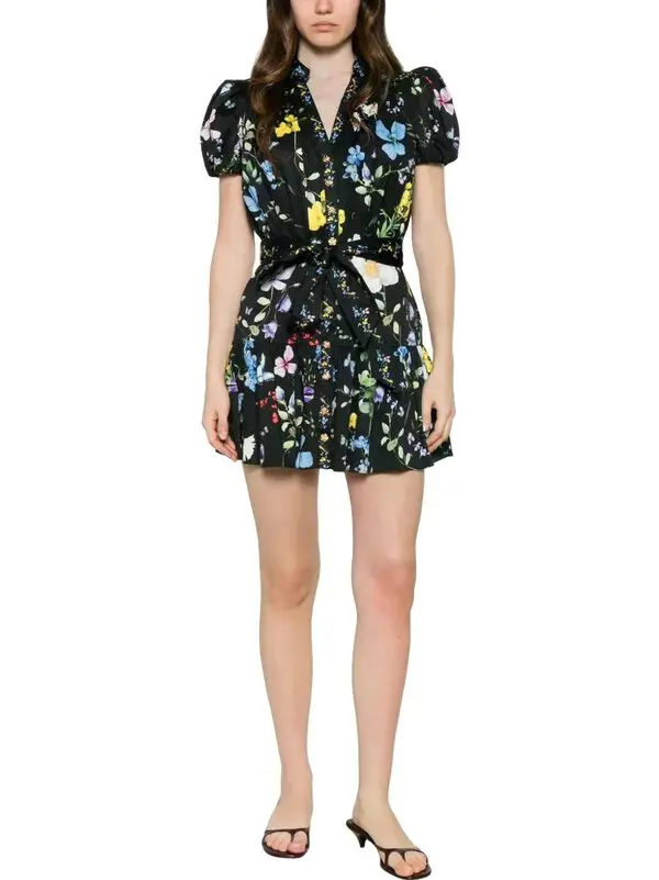 Alice + Olivia X Stacey Bendet Cora Floral-print Mini Dress - Black