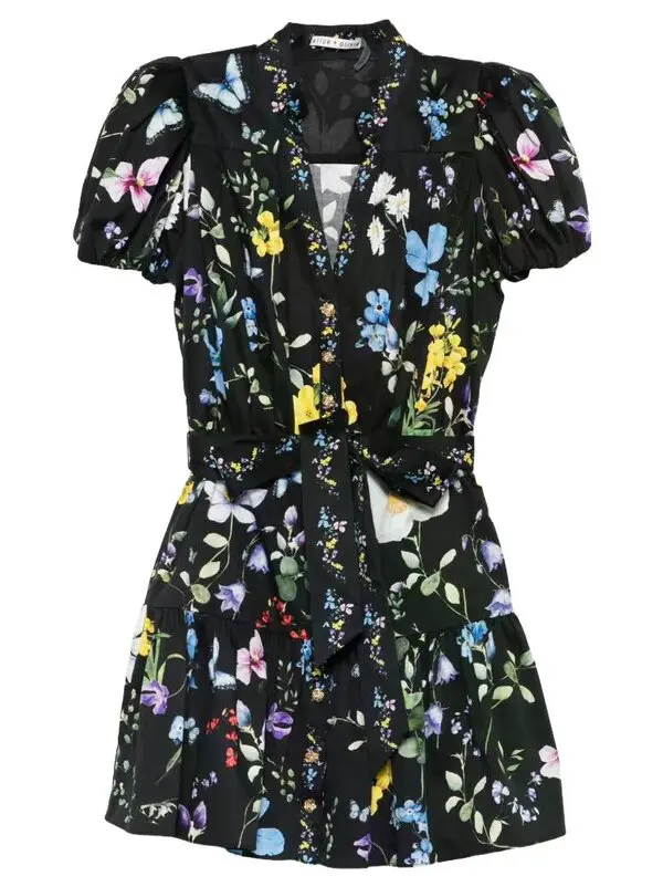 Alice + Olivia X Stacey Bendet Cora Floral-print Mini Dress - Black