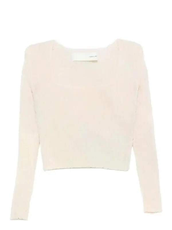 Isabel Benenato Textured Cropped Sweater - Neutrals