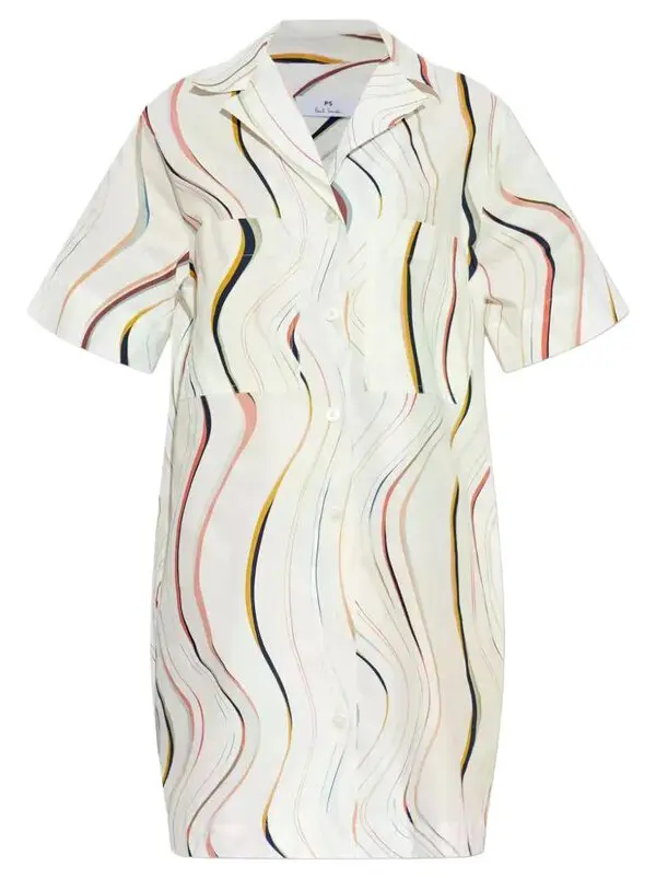 Paul Smith Wavy-stripe Mini Shirt Dress - White