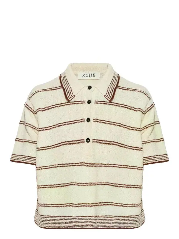RÓHE Striped Polo Top - Neutrals