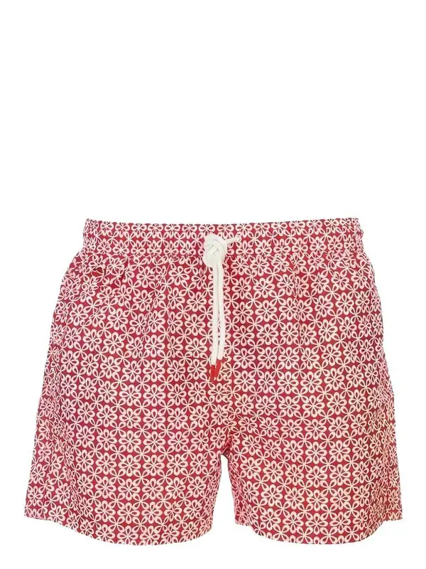 Kiton Floral-print Swim Shorts - Red