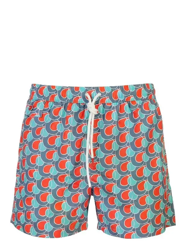 Kiton Geometric-print Swim Shorts - Blue