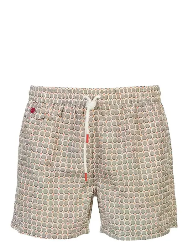 Kiton Geometric-print Swim Shorts - Neutrals