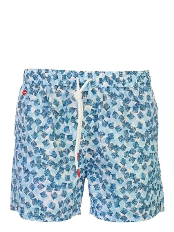 Kiton Geometric-print Swim Shorts - Blue