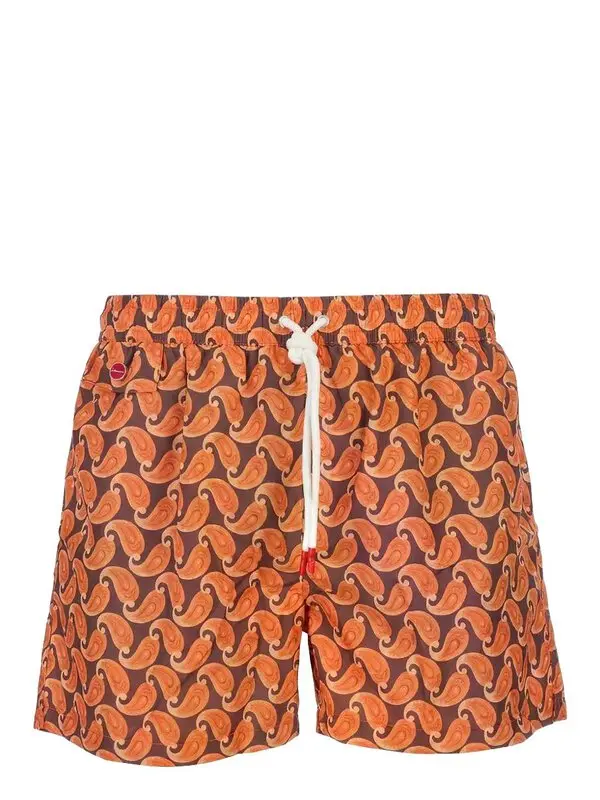 Kiton Paisley-print Swim Shorts - Brown