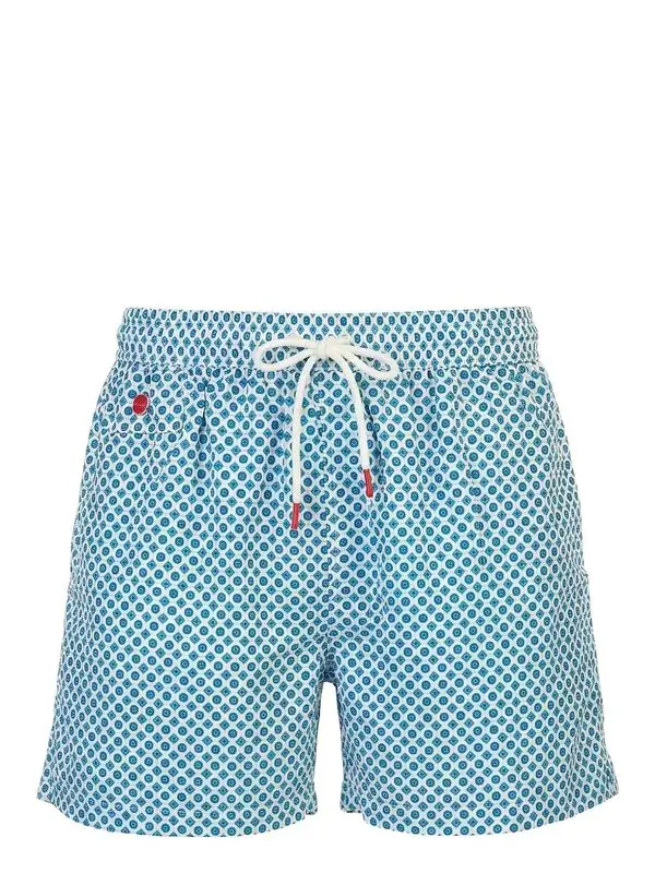 Kiton Geometric-print Swim Shorts - White