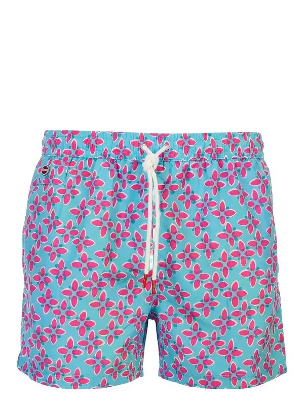 Kiton Geometric-print Swim Shorts - Blue