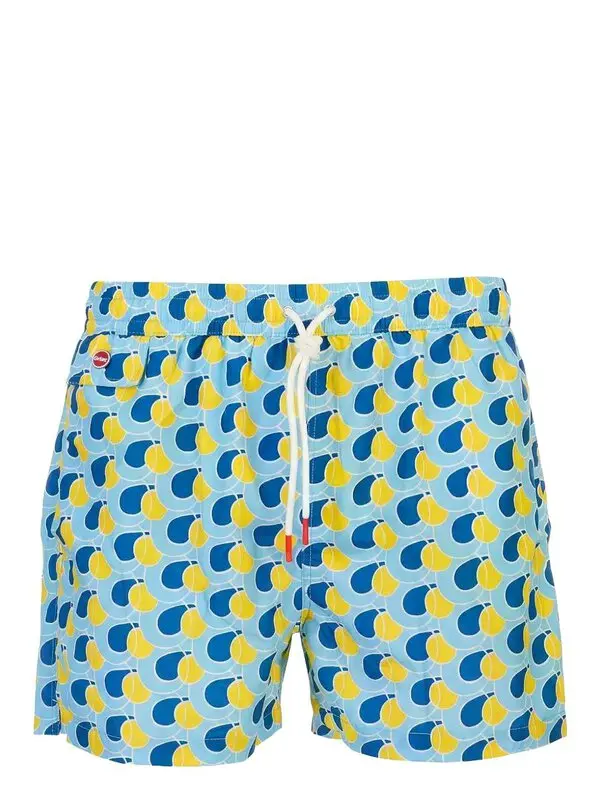 Kiton Abstract-print Swim Shorts - Blue