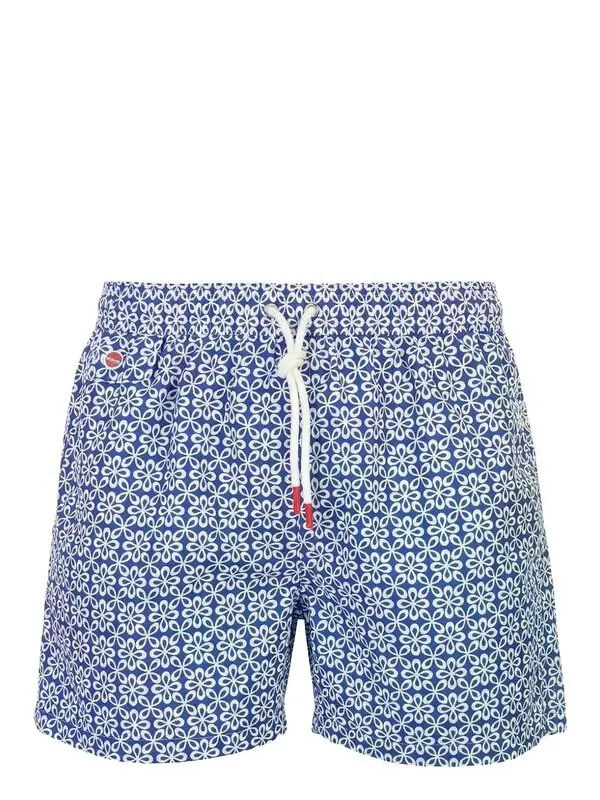 Kiton Floral-print Swim Shorts - Blue
