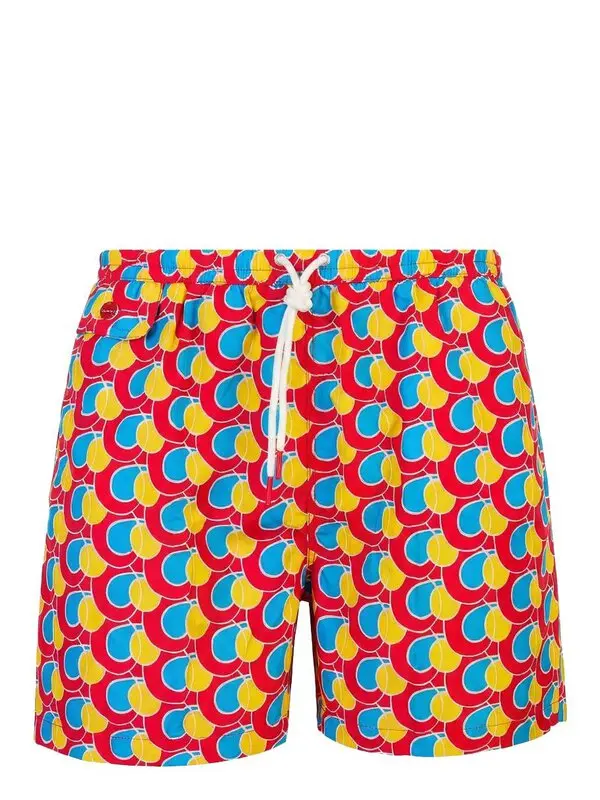 Kiton Geometric-print Swim Shorts - Red