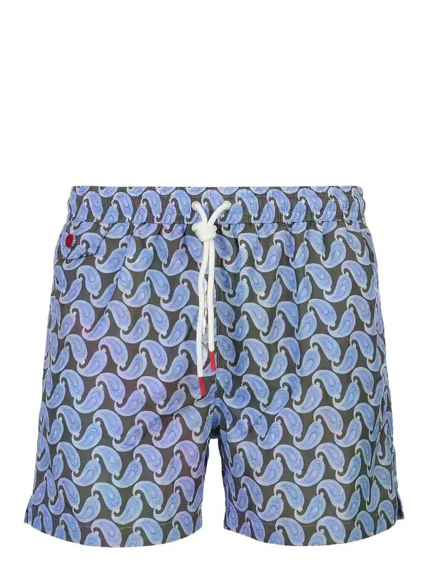 Kiton Paisley-print Swim Shorts - Grey