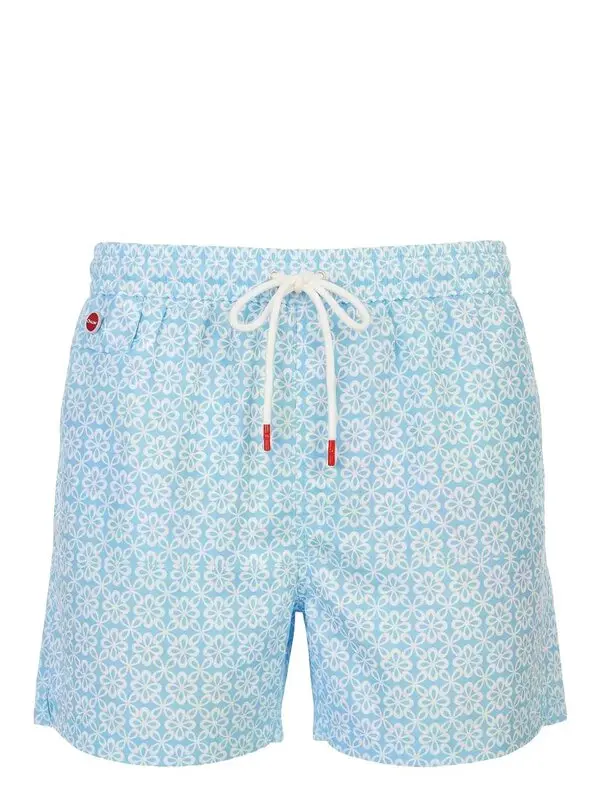 Kiton Floral-print Swim Shorts - Blue