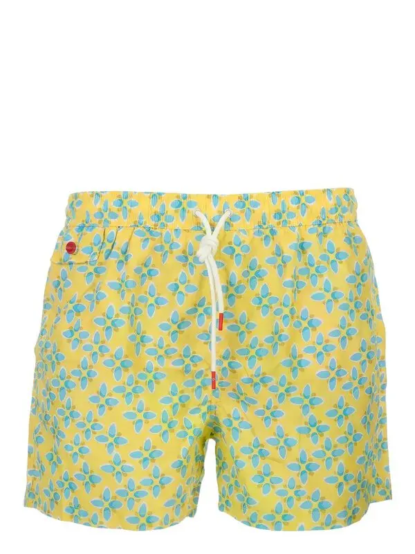 Kiton Floral-print Swim Shorts - Yellow