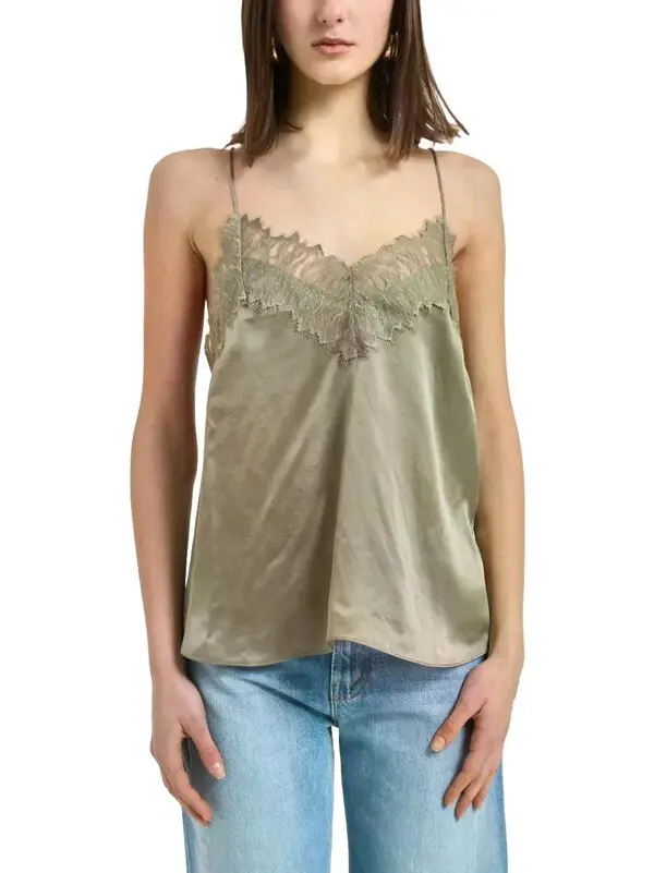 IRO PARIS Lace-trim Satin Camisole Top - Green